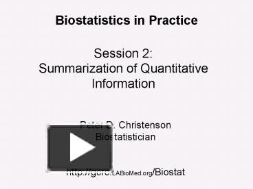 PPT – Biostatistics in Practice PowerPoint presentation | free to view ...
