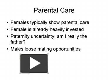 Parental Care presentation | free to view