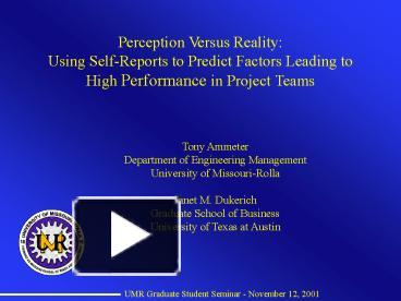 Perception Versus Reality: presentation | free to view