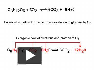 Balanced equation for the complete oxidation of glucose by O2 ...