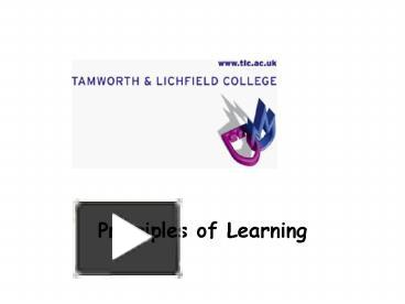 Principles of Learning presentation | free to view
