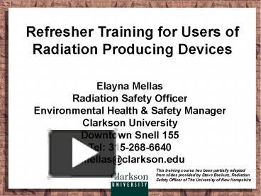 Radiation Safety Training for Users presentation | free to download