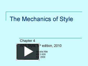 PPT – The Mechanics of Style PowerPoint presentation | free to view ...