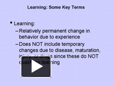 PPT – Learning: Some Key Terms PowerPoint presentation | free to view ...