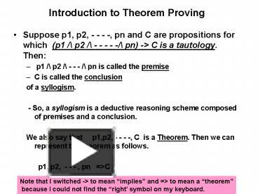 Introduction to Theorem Proving presentation | free to view
