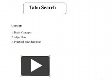Tabu Search presentation | free to download
