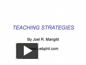 TEACHING STRATEGIES presentation | free to download