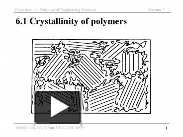 6'1 Crystallinity of polymers presentation | free to view