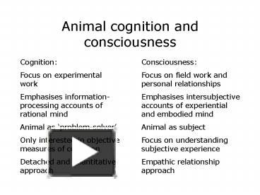 Animal cognition and consciousness presentation | free to view