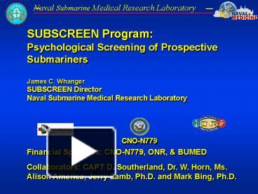 SUBSCREEN Program: presentation | free to view