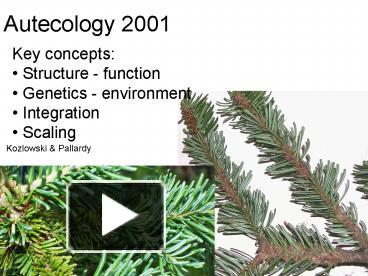 Autecology 2001 presentation | free to view