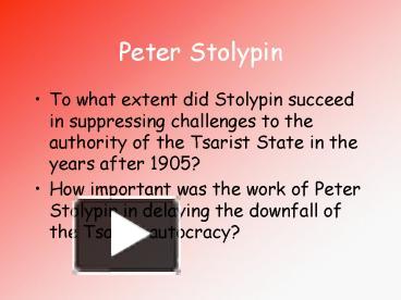 Peter Stolypin presentation | free to view