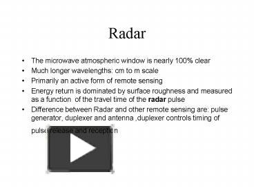 PPT – Radar PowerPoint presentation | free to view - id: f34cf-ZDc1Z