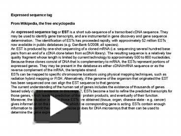 Expressed sequence tag presentation | free to view