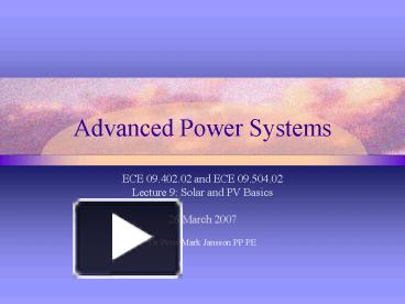 PPT – Advanced Power Systems PowerPoint presentation | free to view ...