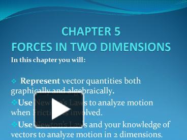 CHAPTER 5 FORCES IN TWO DIMENSIONS presentation | free to view