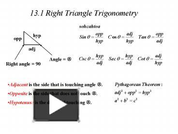 PPT – 13'1 Right Triangle Trigonometry PowerPoint presentation | free ...