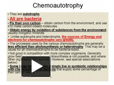 Chemoautotrophy presentation | free to view