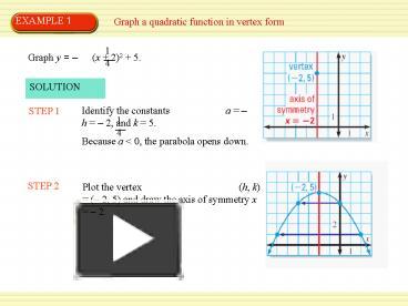 PPT – Graph a quadratic function in vertex form PowerPoint presentation ...