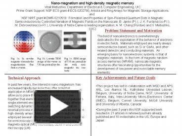Nano-magnetism and high-density magnetic memory presentation | free to view
