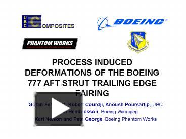 PPT – PROCESS INDUCED DEFORMATIONS OF THE BOEING 777 AFT STRUT TRAILING ...