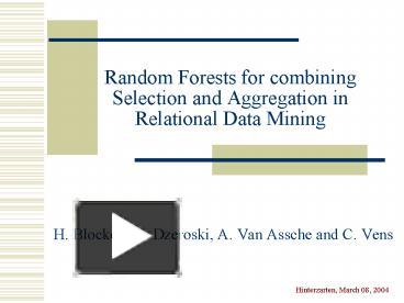 Random Forests for combining Selection and Aggregation in Relational ...