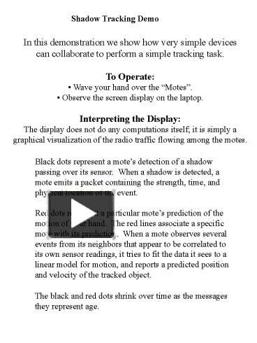 Shadow Tracking Demo presentation | free to view