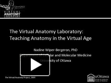 PPT – The Virtual Anatomy Laboratory: Teaching Anatomy in the Virtual ...