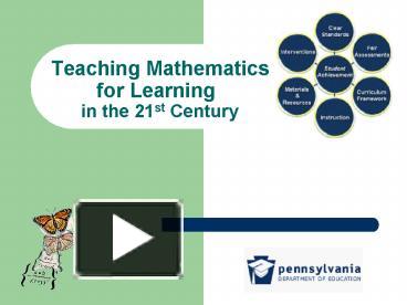 Teaching Mathematics for Learning in the 21st Century presentation ...