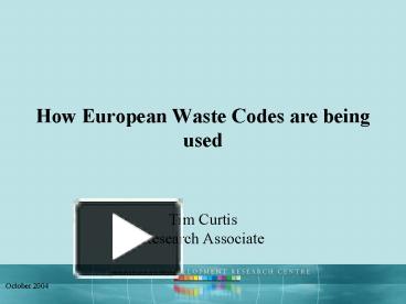 How European Waste Codes are being used presentation | free to view
