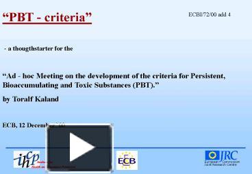 PBT criteria presentation | free to view