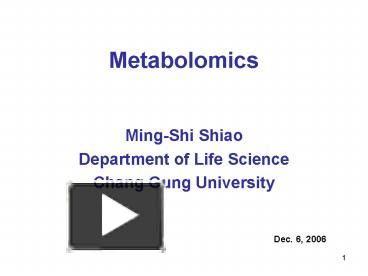 Metabolomics presentation | free to view