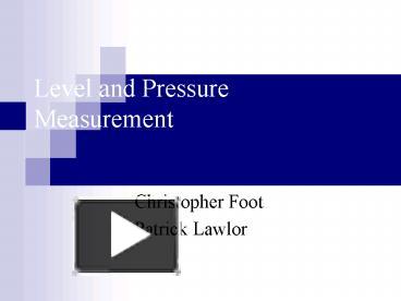 Level and Pressure Measurement presentation | free to view