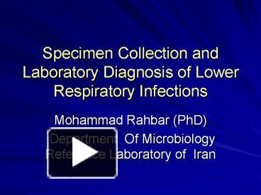 Specimen Collection and Laboratory Diagnosis of Lower Respiratory ...