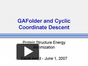 PPT – GAFolder and Cyclic Coordinate Descent PowerPoint presentation ...