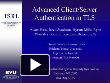 PPT – Advanced ClientServer Authentication in TLS PowerPoint ...