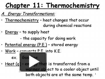 PPT – Chapter 11: Thermochemistry PowerPoint presentation | free to ...