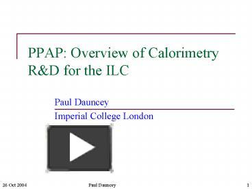 PPAP: Overview of Calorimetry R presentation | free to download