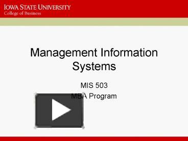Management Information Systems presentation | free to view