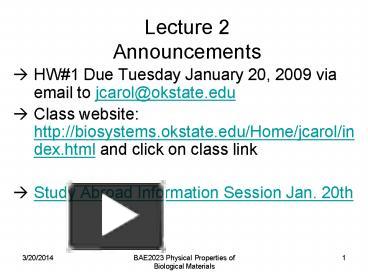Lecture 2 Announcements presentation | free to view