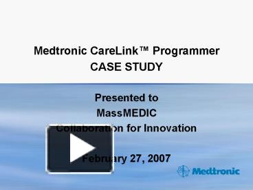 Medtronic CareLink Programmer presentation | free to view