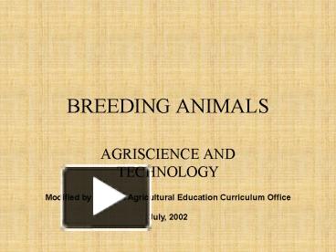 BREEDING ANIMALS presentation | free to view