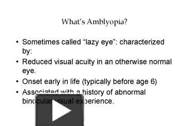PPT – Whats Amblyopia PowerPoint presentation | free to view - id ...