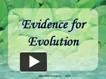 PPT – Evidence for Evolution PowerPoint presentation | free to view ...