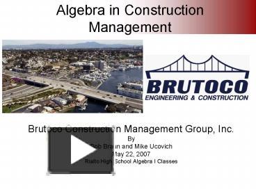 Algebra in Construction Management presentation | free to view