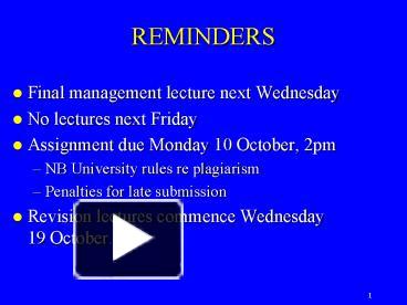 REMINDERS presentation | free to view