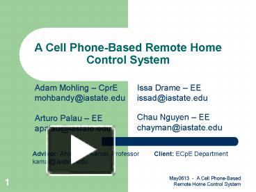 PPT – A Cell Phone-Based Remote Home Control System PowerPoint ...