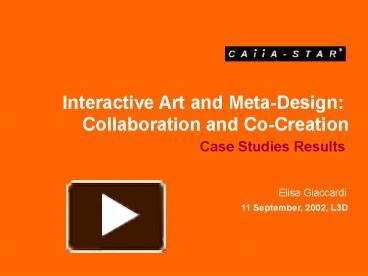 PPT – Interactive Art and Meta-Design: PowerPoint presentation | free ...