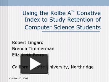 PPT – Using the Kolbe A PowerPoint presentation | free to download - id ...