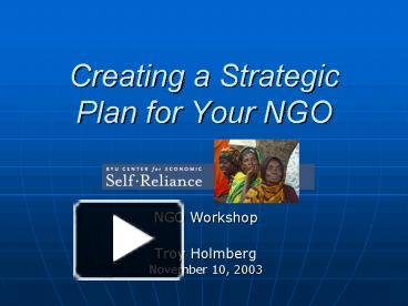 Creating a Strategic Plan for Your NGO presentation | free to view
